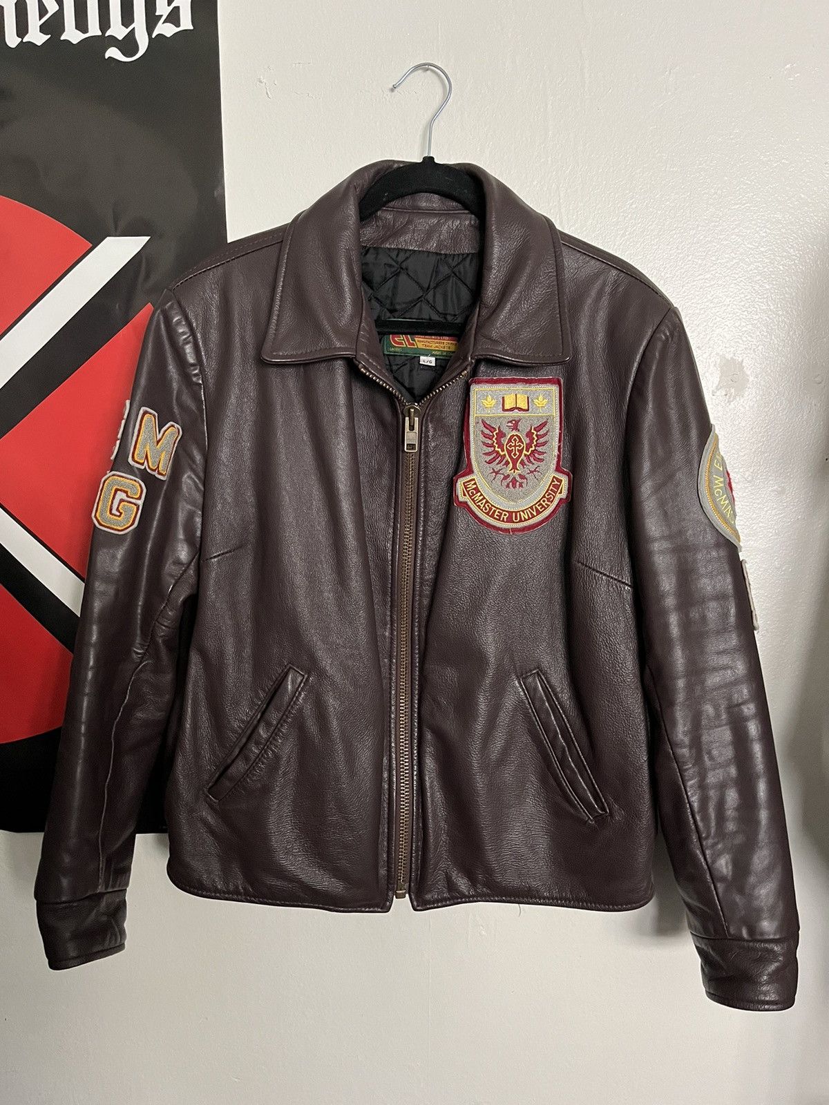 Streetwear × Varsity Jacket × Vintage Brown Leather Letterman Jacket ...