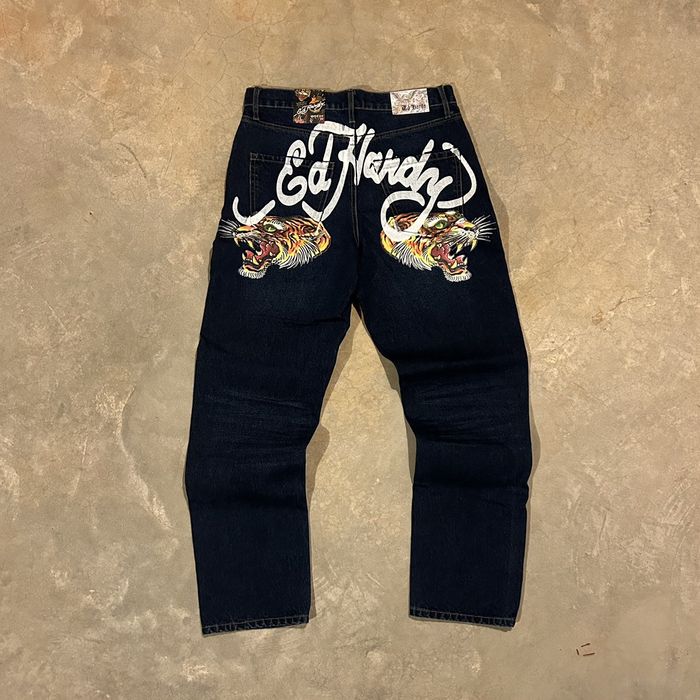 Vintage Crazy Vintage Y2K Ed Hardy Script Tiger Painted Baggy Jeans ...