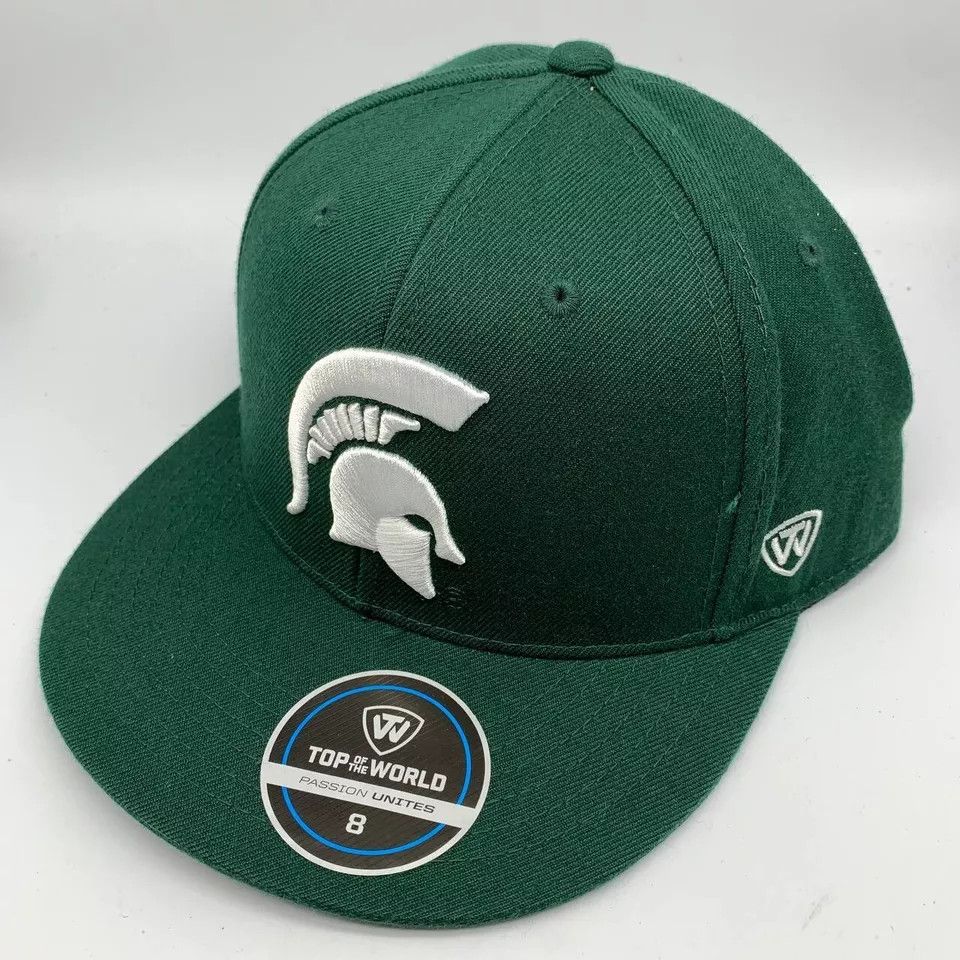 Top Of The World Michigan State Spartans 8 Hat Fitted Cap Green New Men ...