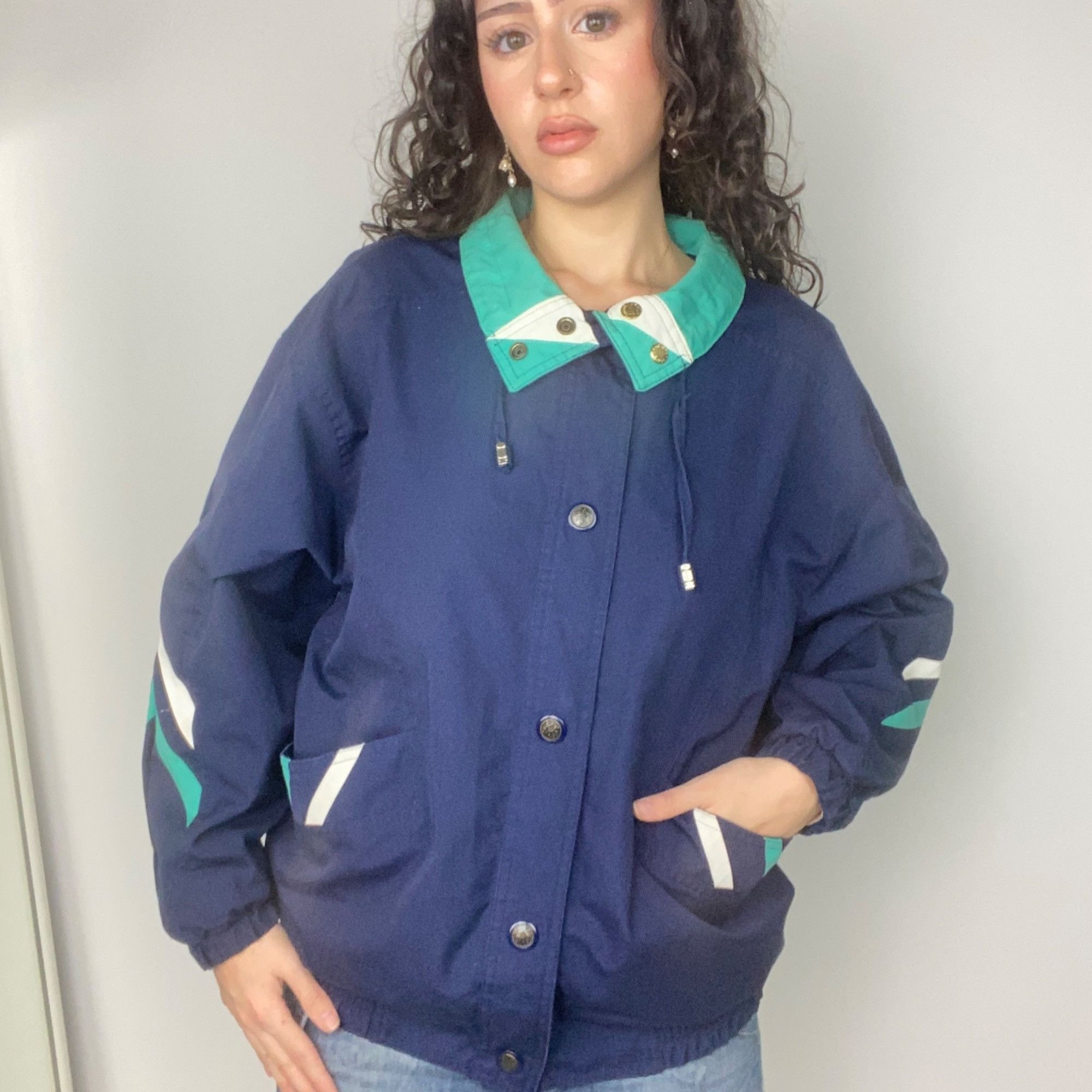 Vintage Color Block Navy Reversible Windbreaker | Grailed
