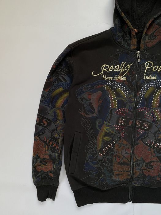 Christian Audigier Vintage 90s REALLY POINT Ed Hardy Evisu Y2K zip up ...