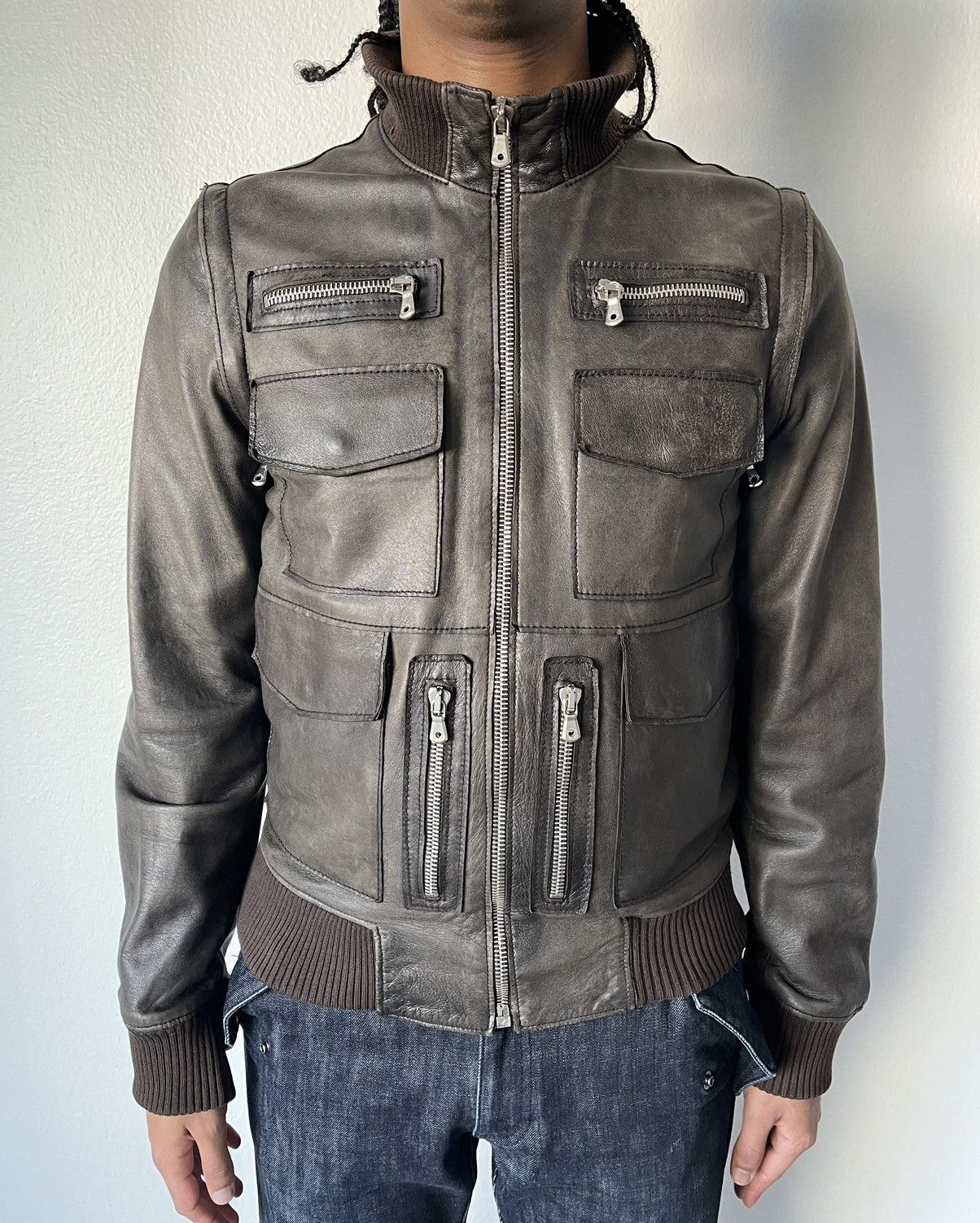 Dolce & Gabbana 2000s D&G Cargo Multi-Pocket 2Way Lamb Leather Vest ...