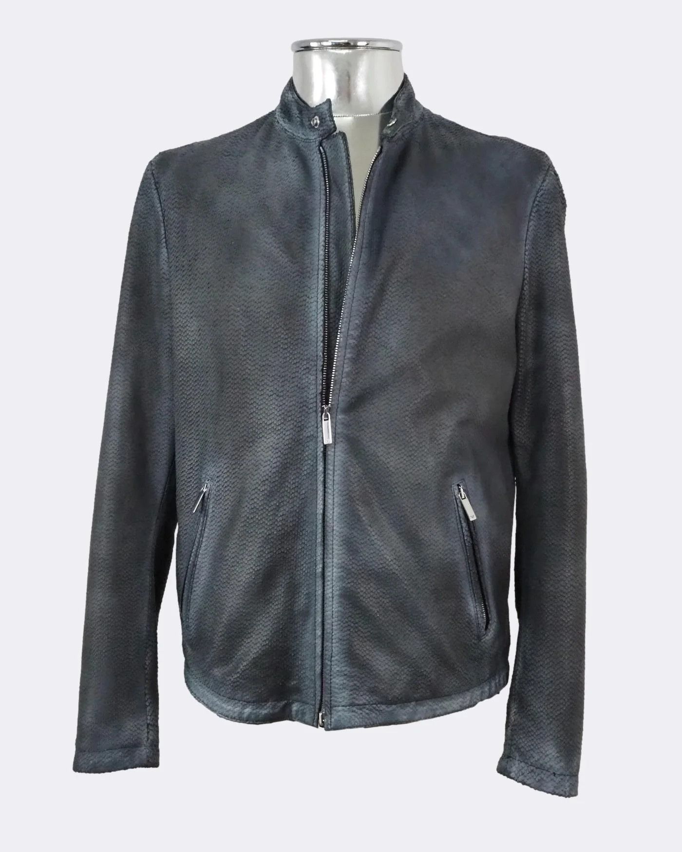 Emporio Armani Men's Emporio Armani Blue Python Effect Leather Jacket ...