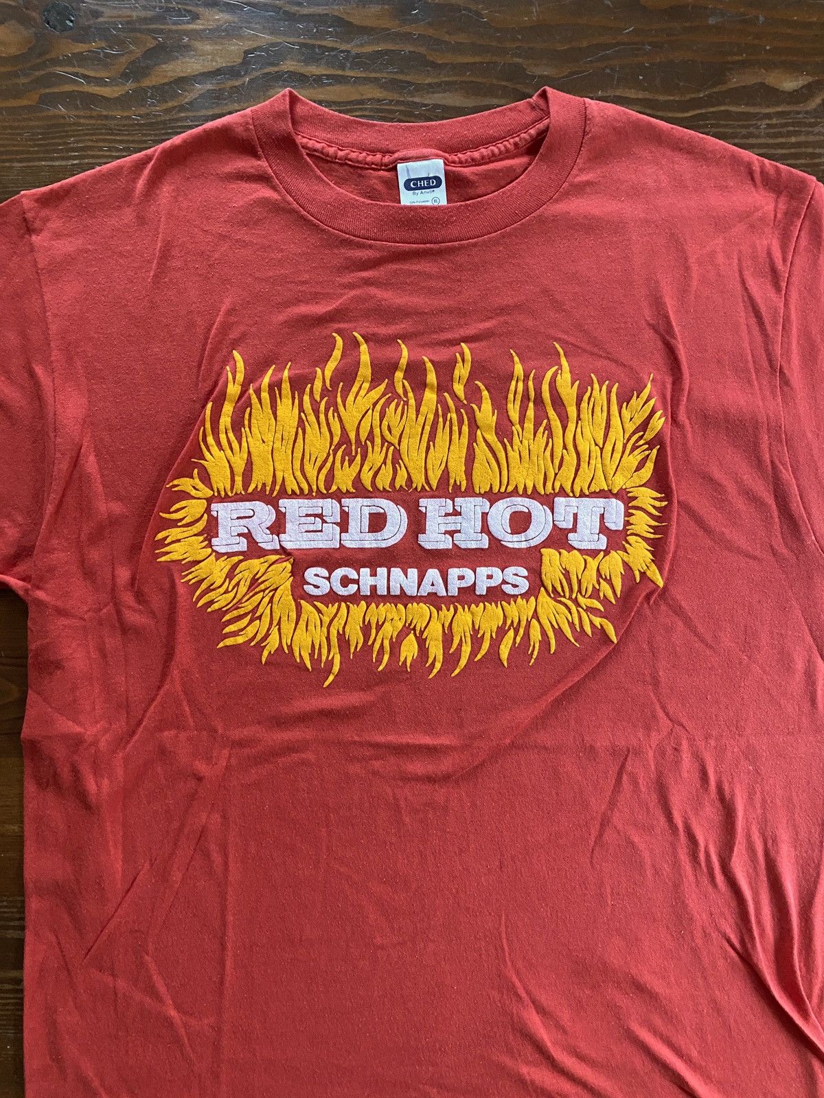 Anvil × Vintage Vintage 80’s Red Hot Schnapps Puffy Paint Single Stitch ...