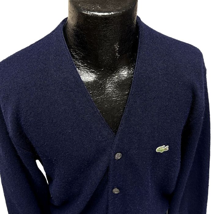 Izod 80's Izod Lacoste Blue KNIT Cardigan Alligator Logo Sweater | Grailed