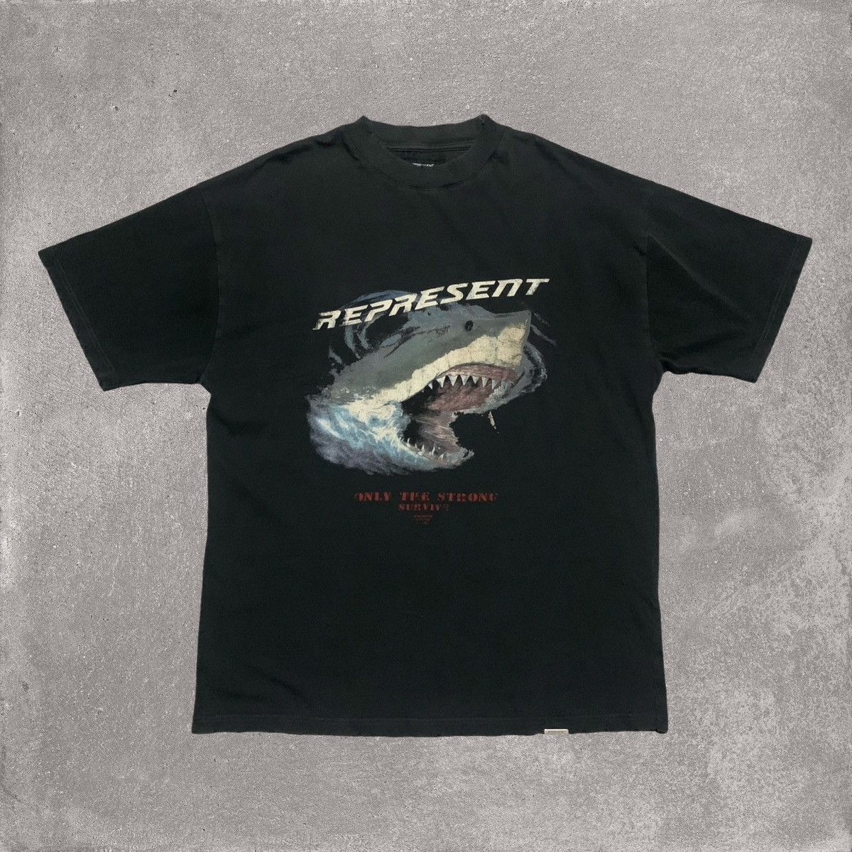 Represent Clo. Represent Medium Shark Vintage Black Tee The Strong ...