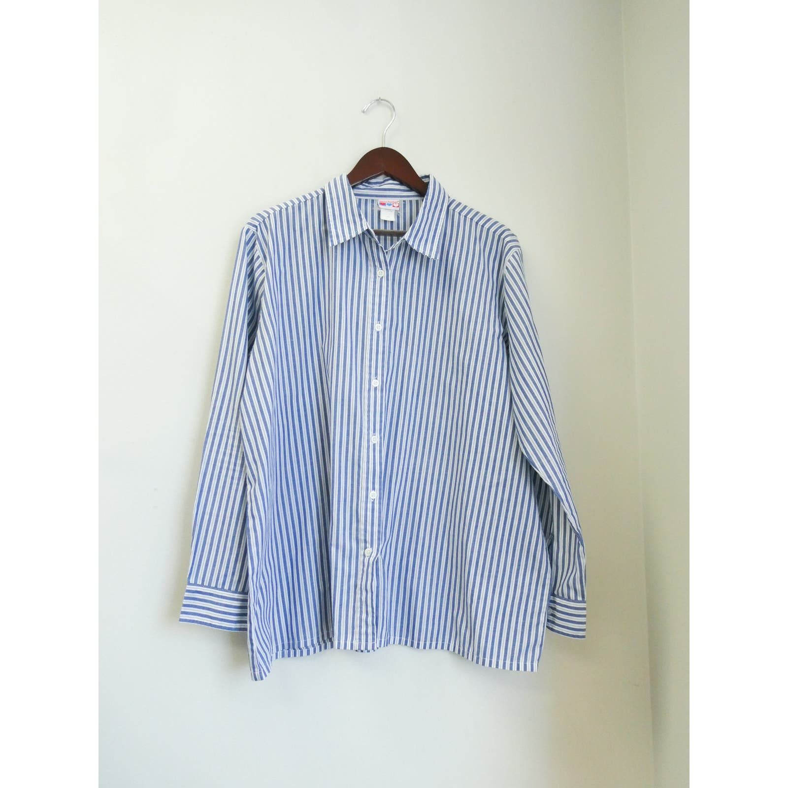 Vintage Blue and White Striped Button Down Shirt Size 2X | Grailed