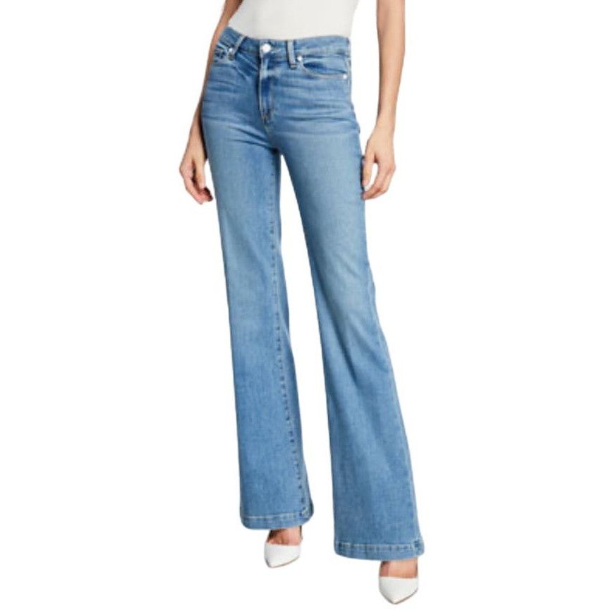 Paige Paige Genevieve High Rise Blue Flare Cotton Blend Jeans - 28 ...