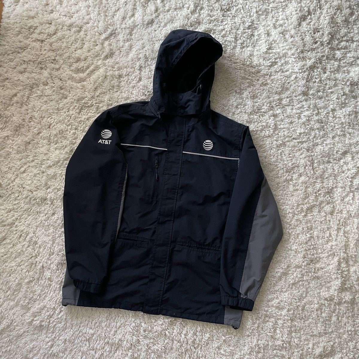 Vintage AT&T Employee Nylon Alpine Rain Jacket Navy Full Zip Anorak ...