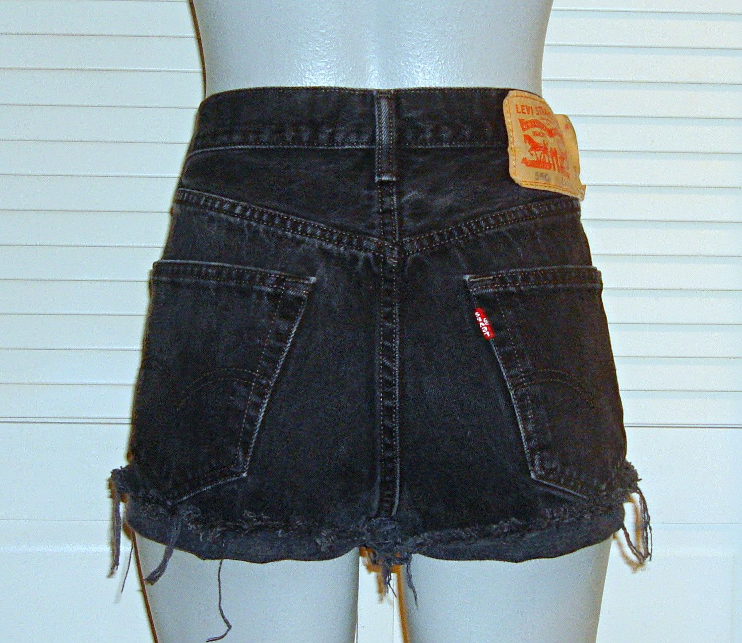 Levi's Vintage Clothing Vintage Levi's 550 Y2K Black Denim Cut Off Jean Shorts~14~ | Grailed