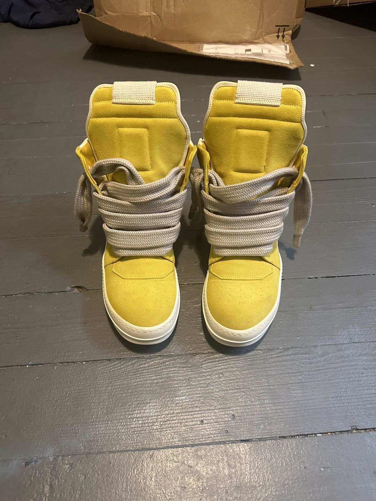 Rick Owens Rick Owens Suede “Yellow” Jumbo Lace Geobaskets | Grailed