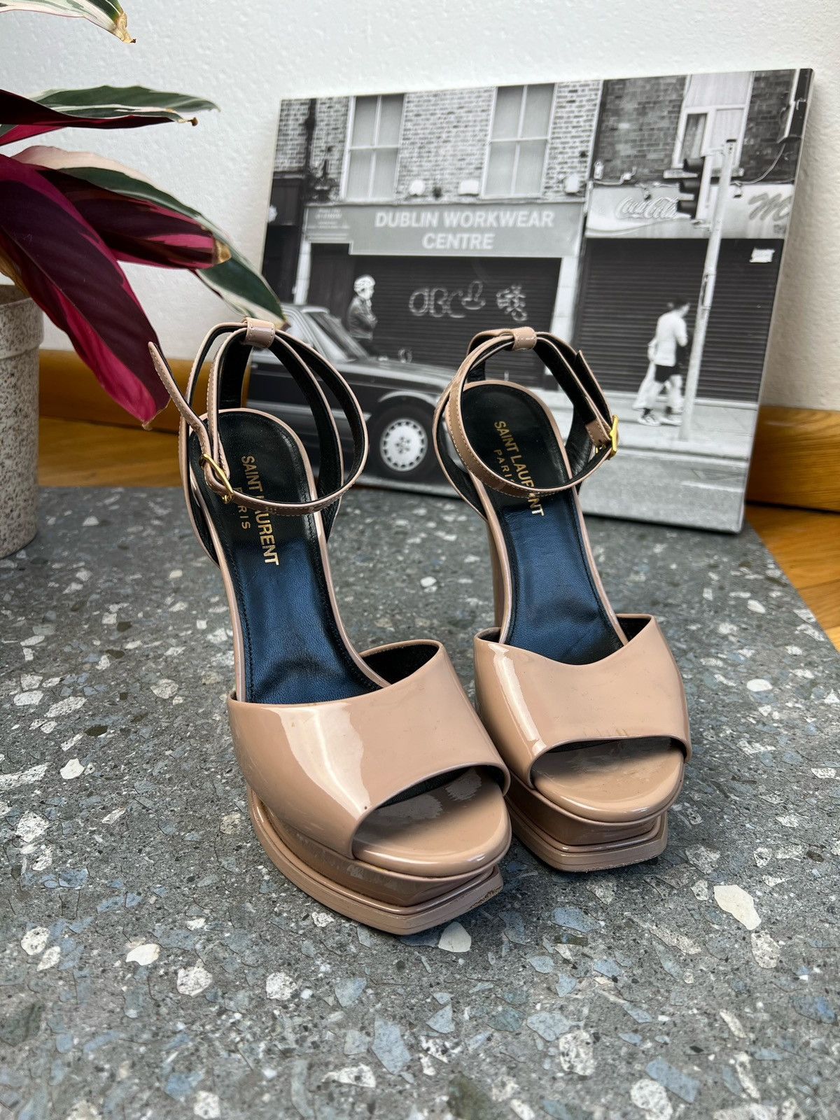 Saint Laurent Paris Saint Laurent Tribute Leather Peep Toe Platform ...