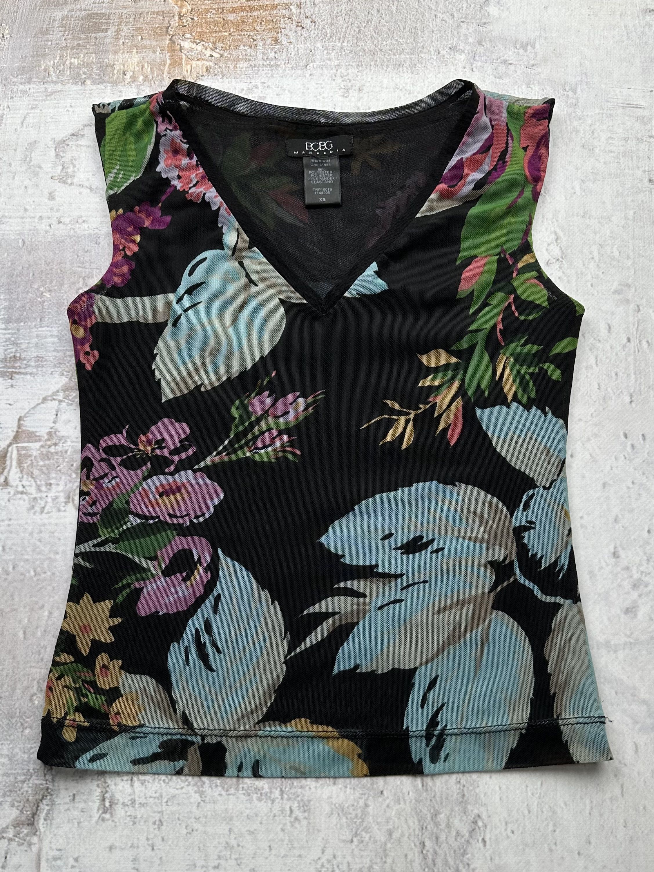 Avant Garde × Japanese Brand × Vintage Vintage Mesh Flower Tank Top ...
