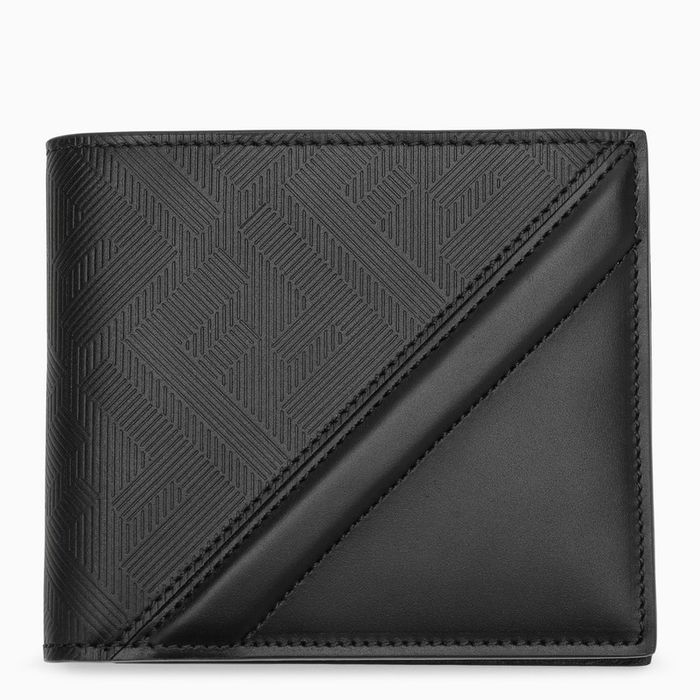 Fendi Fendi Shadow Diagonal Bi-Fold Black Leather Wallet | Grailed