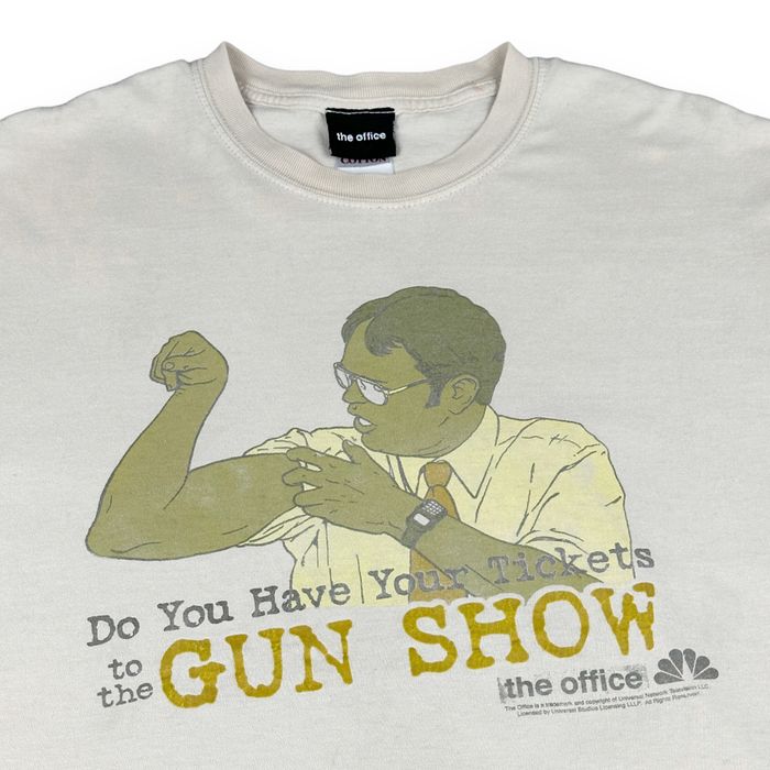 Gildan The Office Shirt Beige Y2K Tickets Gun Show Dwight Schrute | Grailed