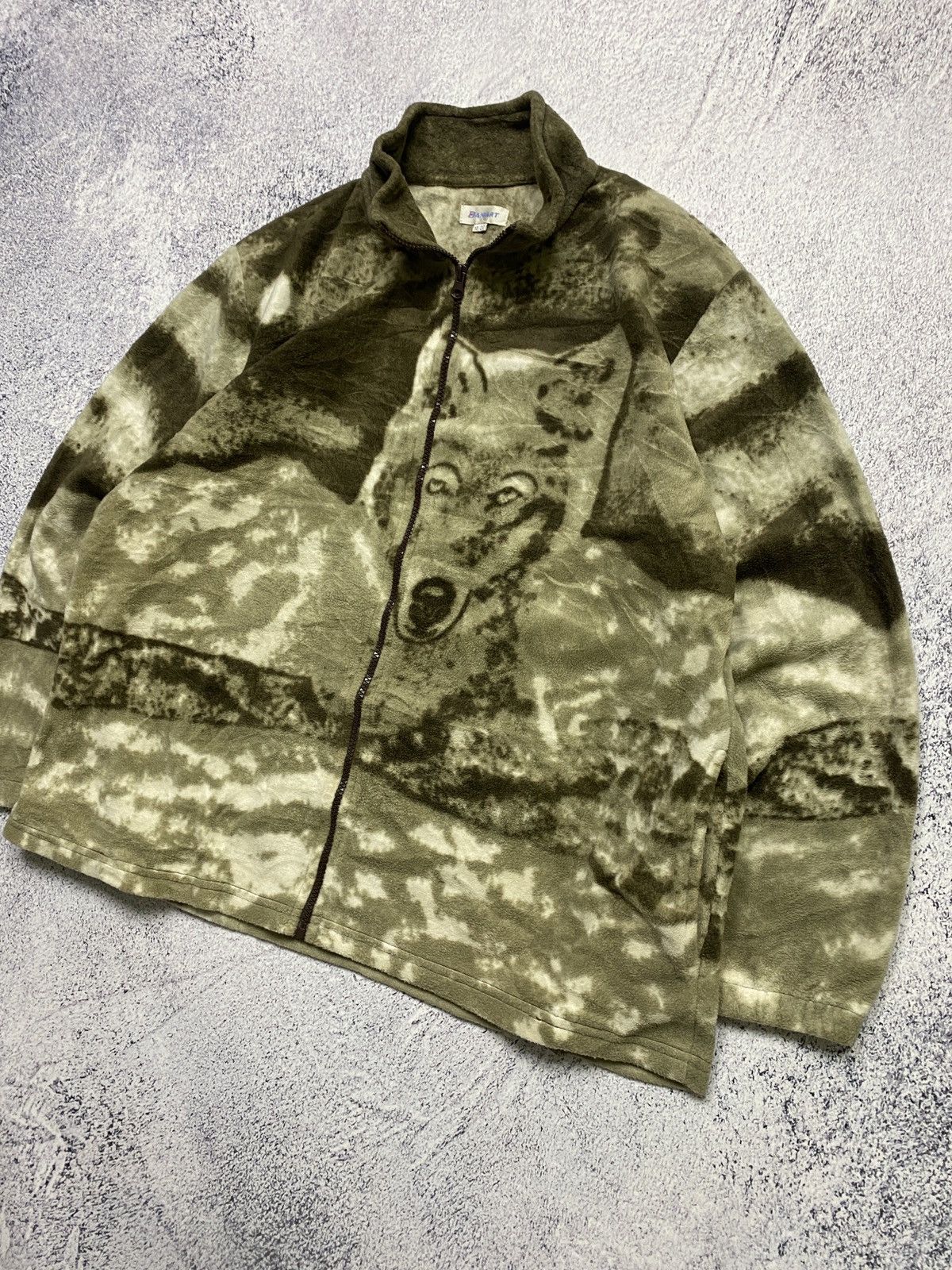 Vintage Animal Wolves Vintage Overprint Logo Winter Fleece Jacket | Grailed