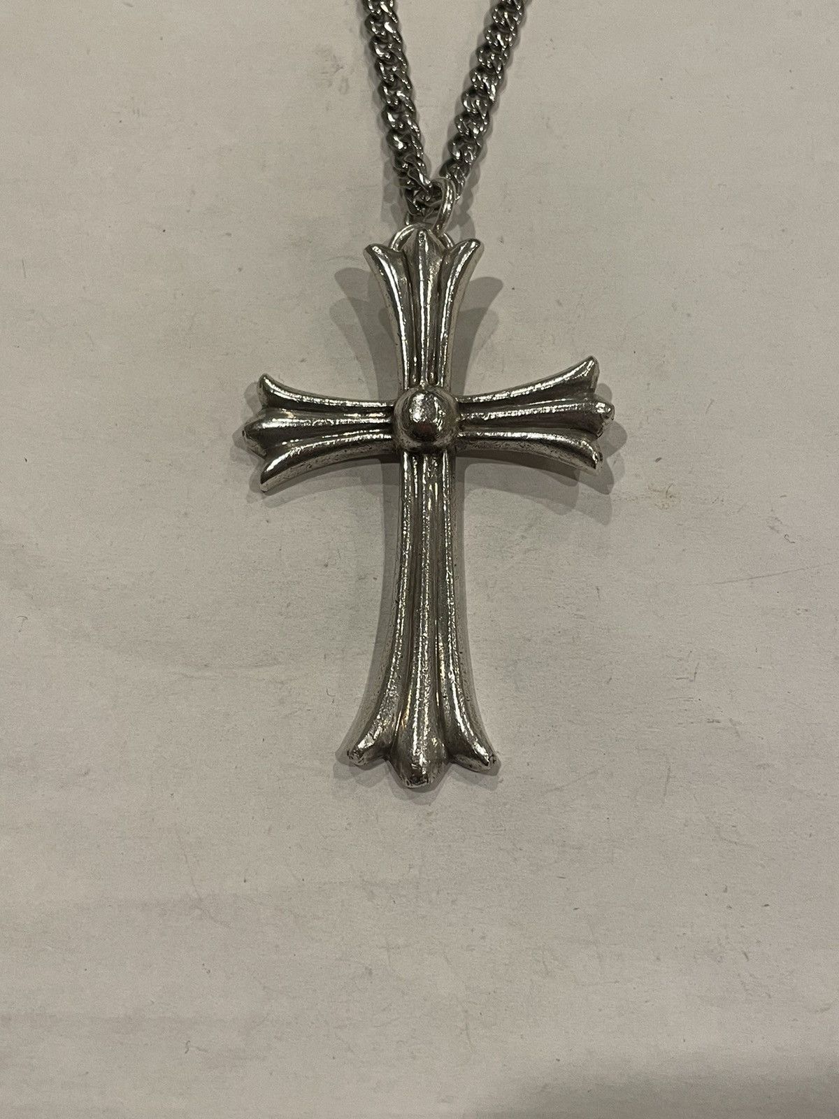 Chrome Hearts Chrome Hearts Large Cross Pendant Silver Roll Chain ...