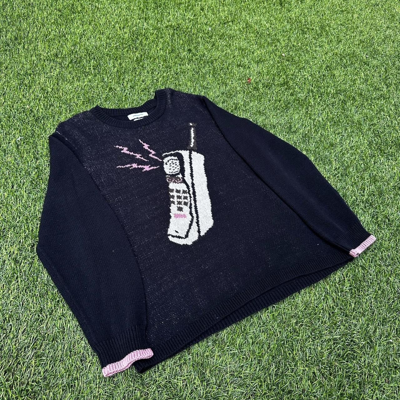 Urban Outfitters Black and white vintage phone sweater | Grailed