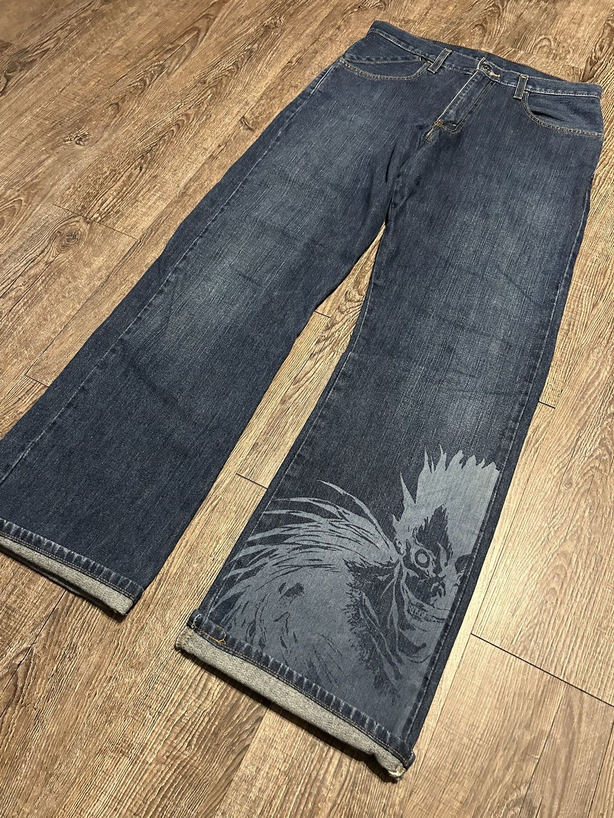 Levi's y2k custom anime death note ”Ryuk” silver tab baggy levi’s | Grailed
