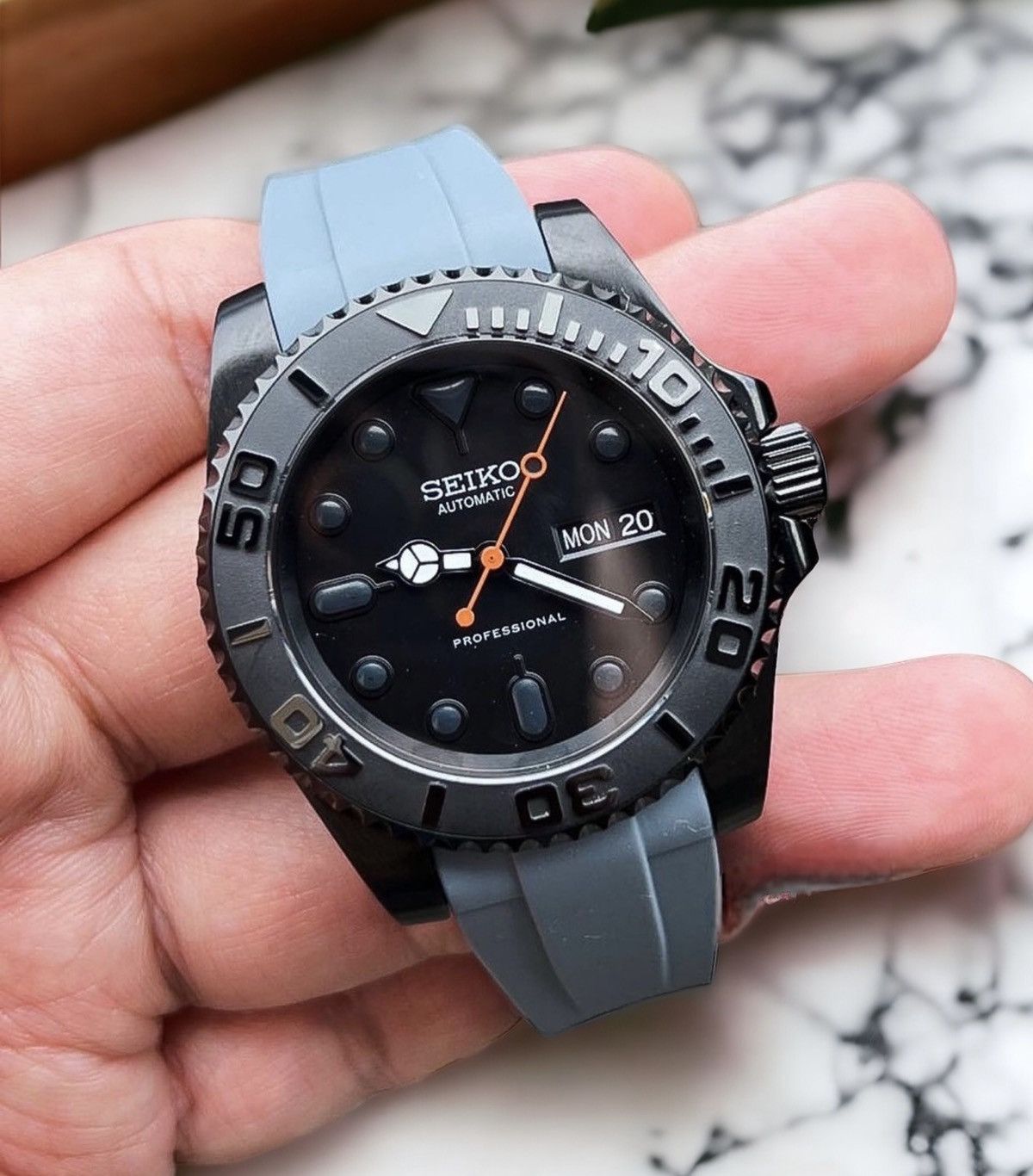 Japanese Brand × Seiko Seiko Mod Yachtmaster Day-Date Black Dial ...