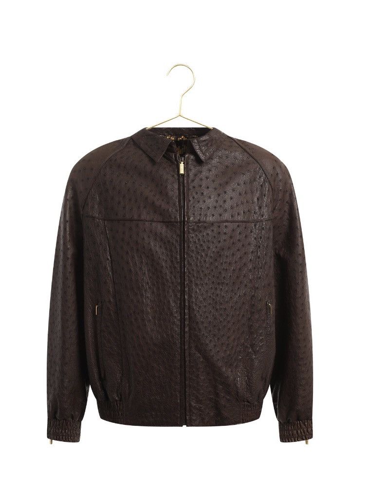 Zilli Zilli Leather Ostrich Biker Lining Silk Bomber Jacket Moto | Grailed