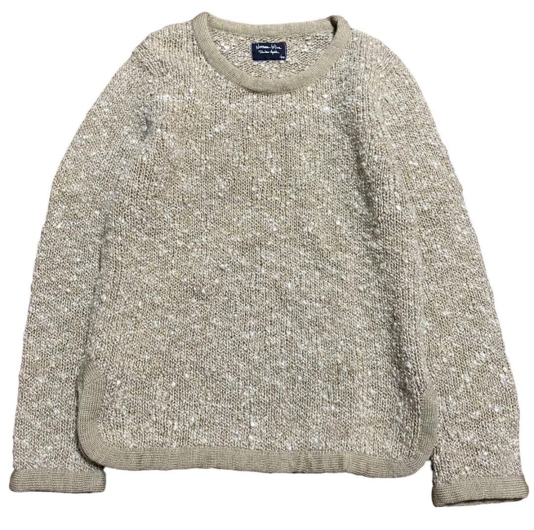 Number (N)ine NUMBER (N)INE HeavyWool V-neck Piping Knit Sweater Beige ...