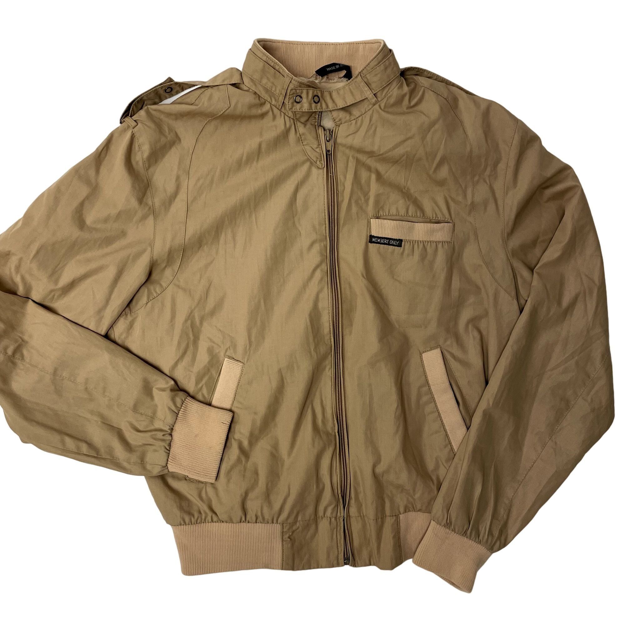 Members Only 80's Members Only Khaki Beige Bomber CAFE RACER Jacket M | Grailed