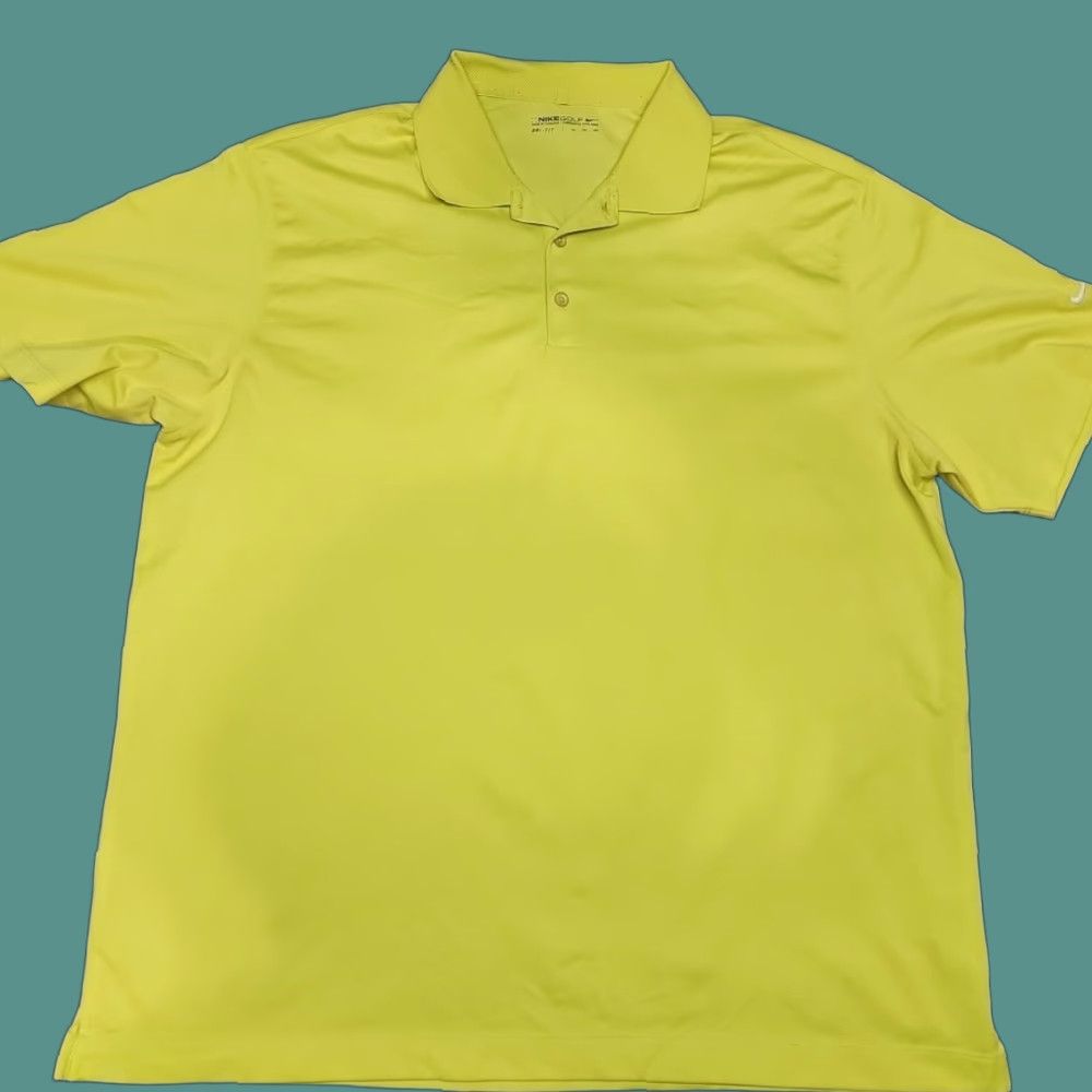 Nike Nike Golf Shirt Adult 2XL Polo Dri-Fit Highlighter Yellow Swoosh ...