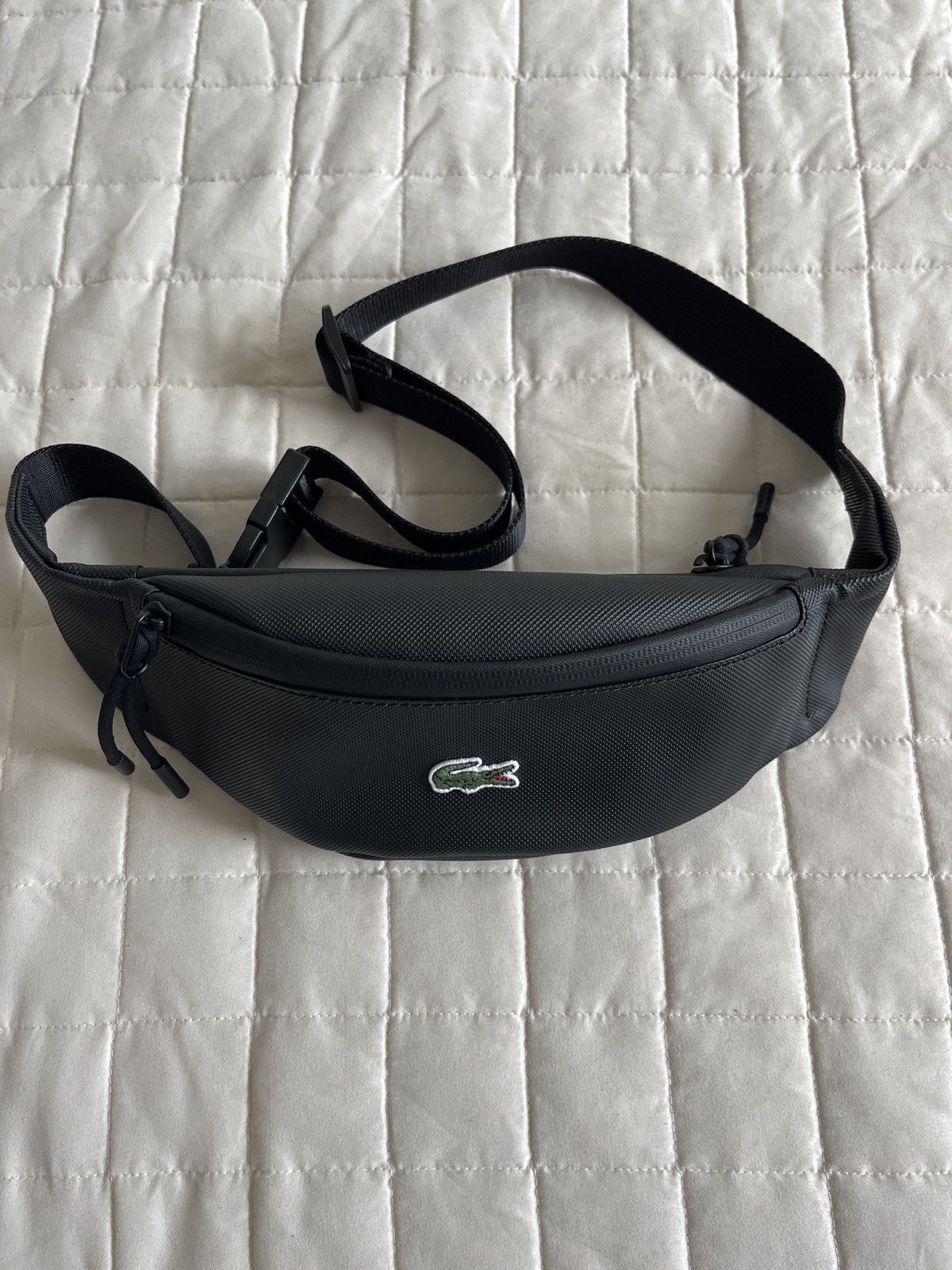 Lacoste Lacoste LCST zipped fanny pack in plain coated canvas | Grailed