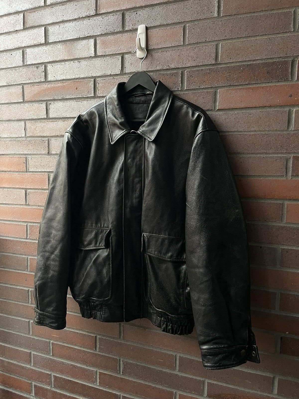 Avant Garde × Leather Jacket × Vintage BIG FRONT POCKET LEATHER JACKET ...