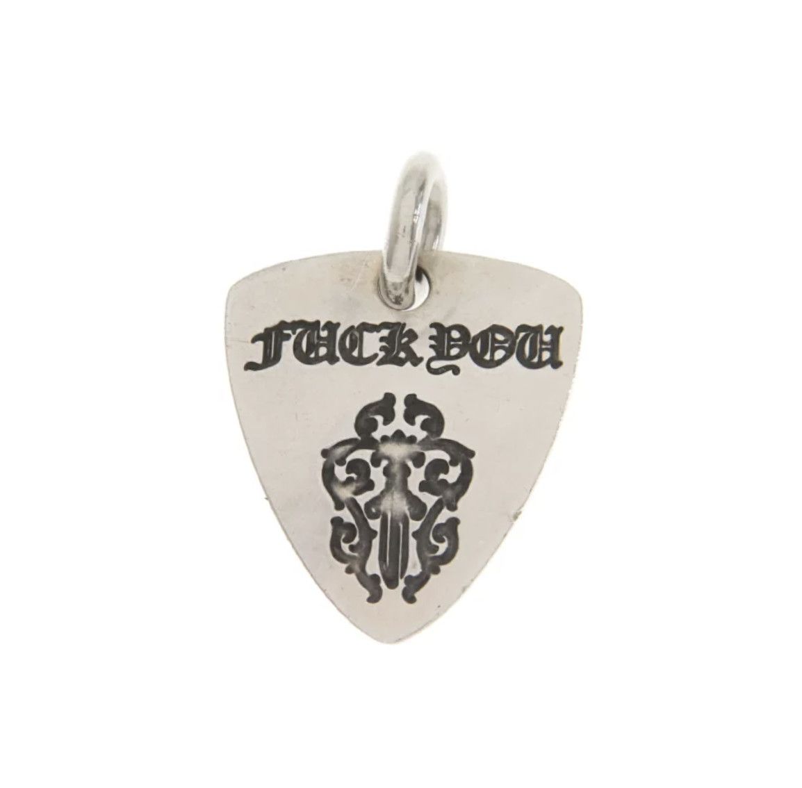 Chrome Hearts CHROME HEARTS DAGGER FUCK YOU SILVER GUITAR PICK | Grailed