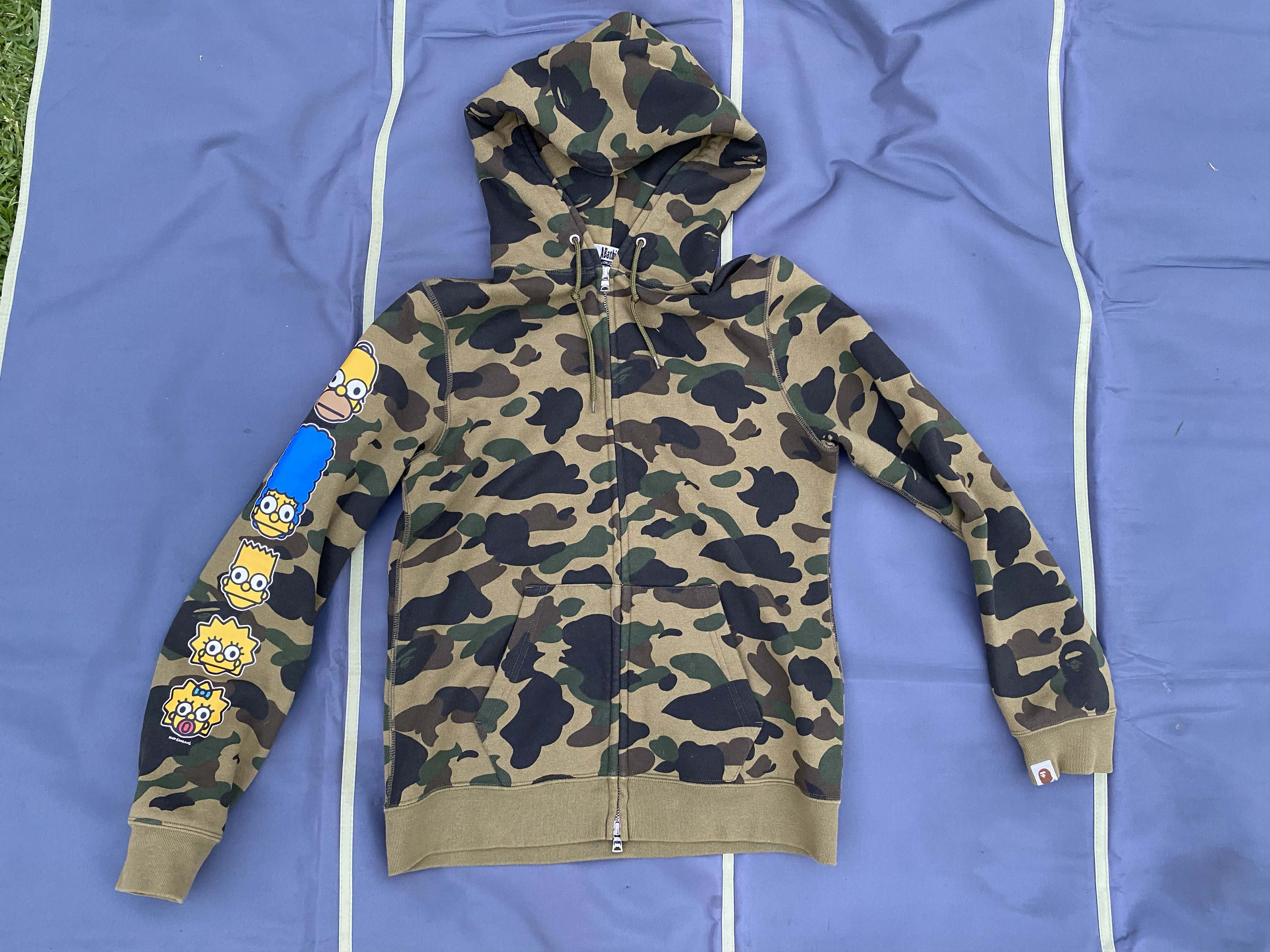 Bape Green Bape Simpsons Camo Zip | Grailed