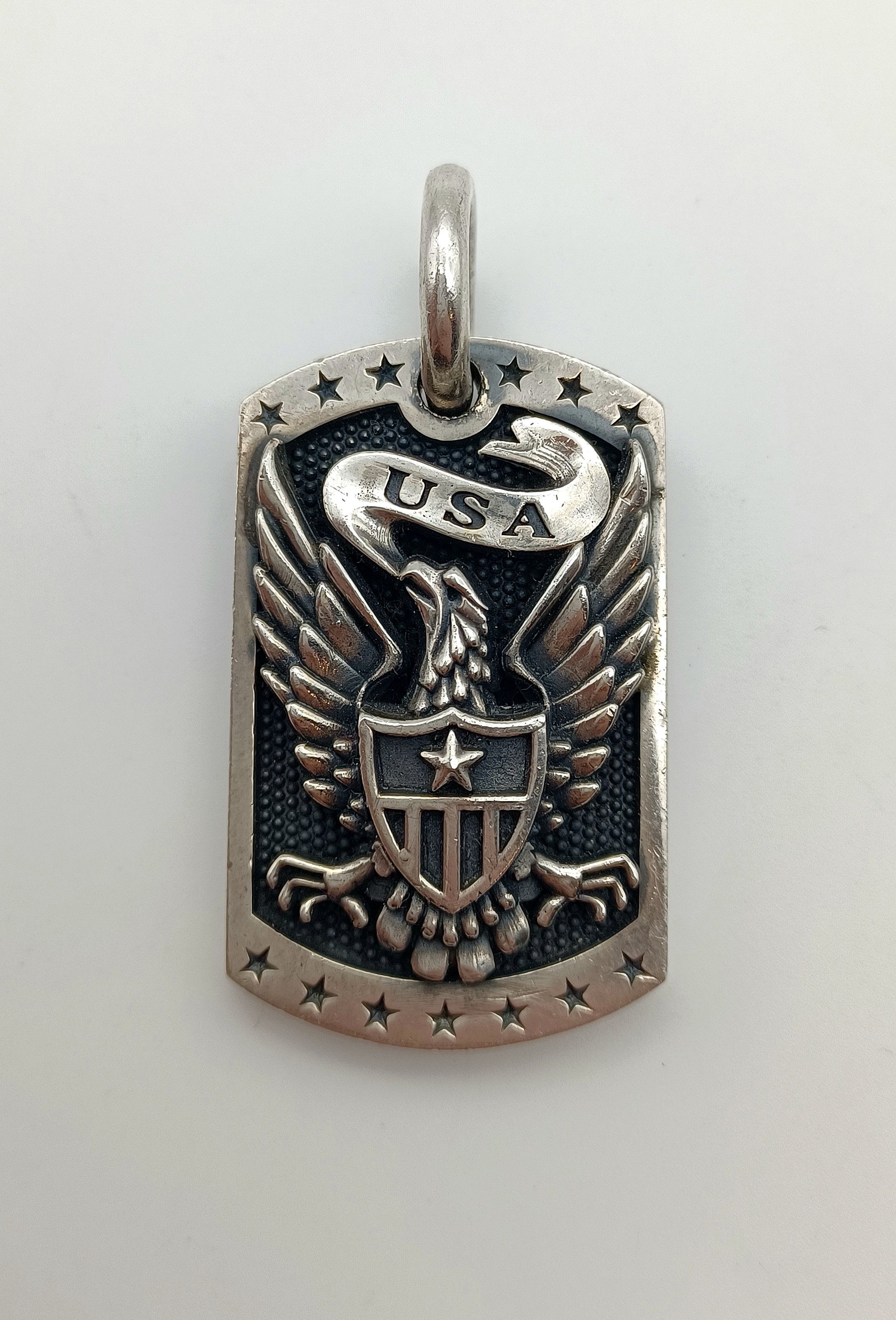 King Baby Studio King Baby Sterling Silver USA Eagle Dog Tag Pendant ...