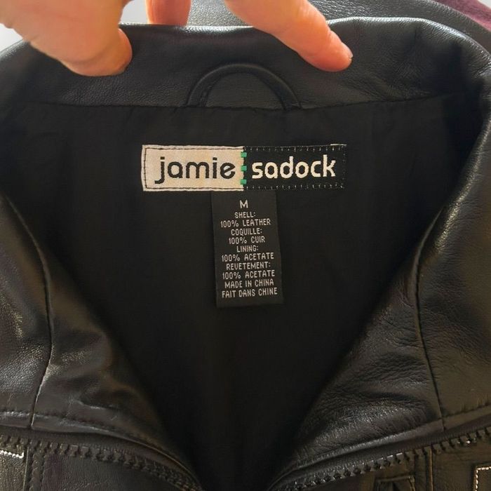 Vintage Retro Jamie Sadock Leather Moto Jacket Black White M Women E ...