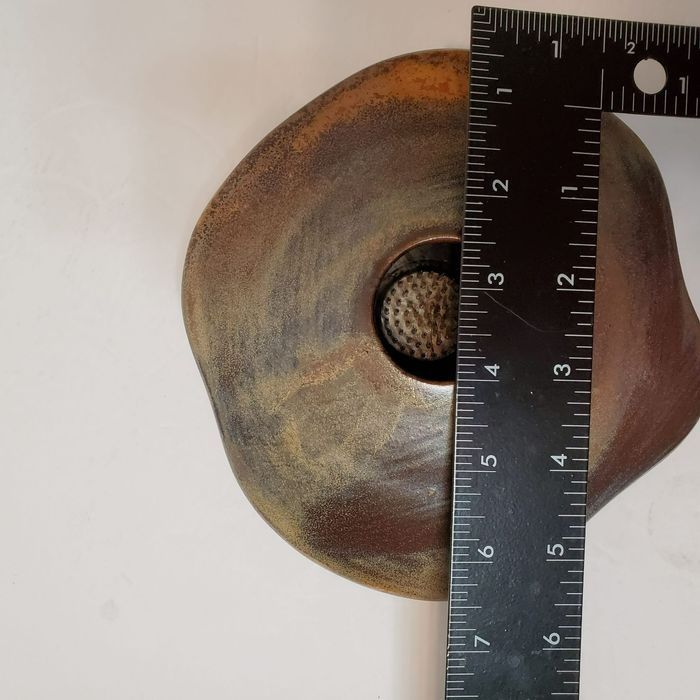 Handcrafted Raku Art Pottery Ikebana Flower Frog Vase, Signed, Hand ...