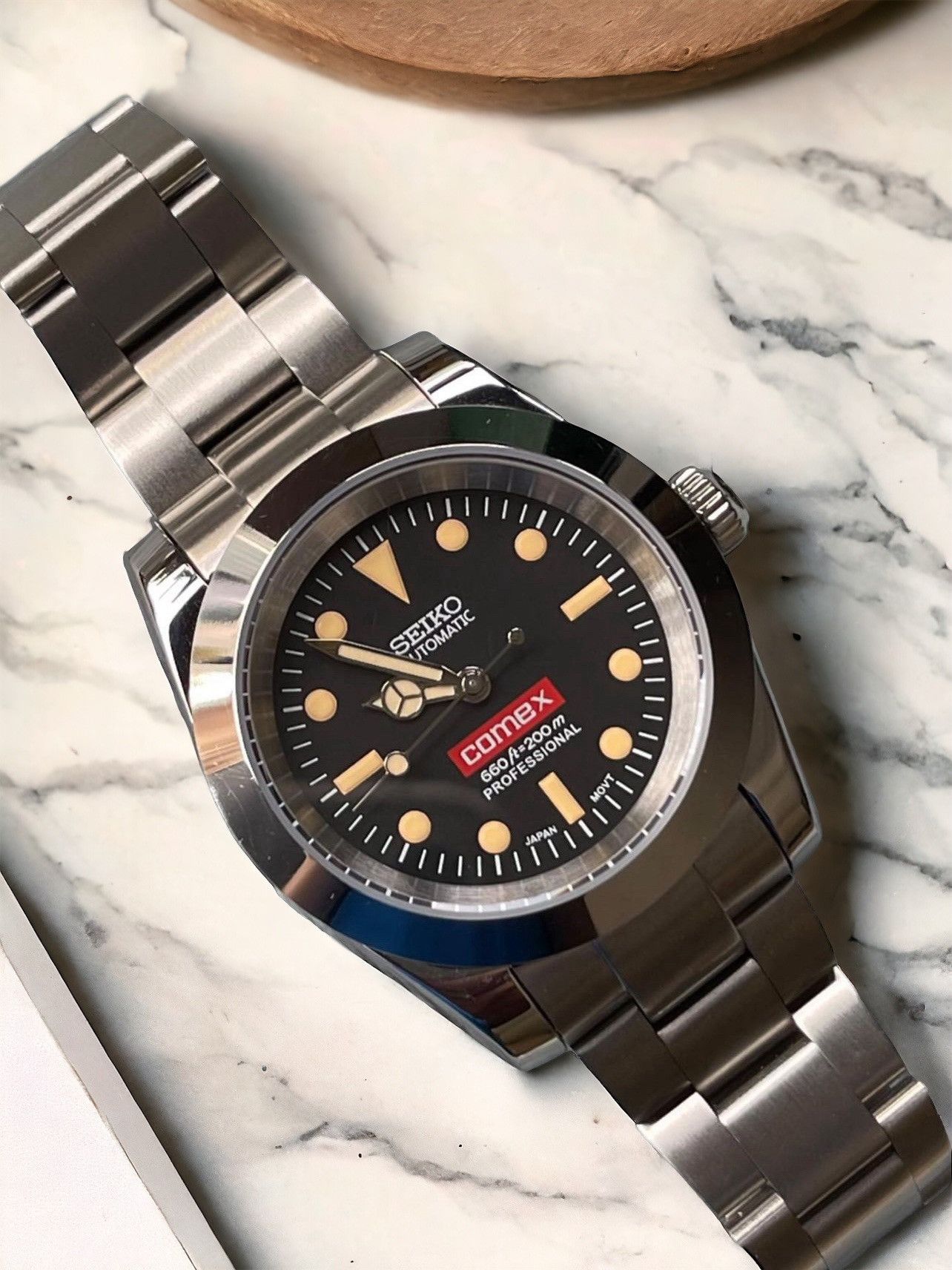 Japanese Brand × Seiko Seiko Comex Explorer Black Dial 39mm Steel ...