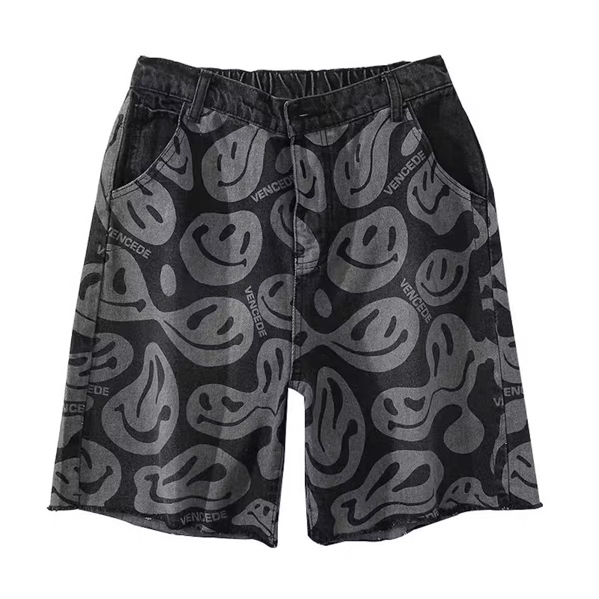 Custom 20SS Indigo Union Japan Black Smiley Face Shorts | Grailed