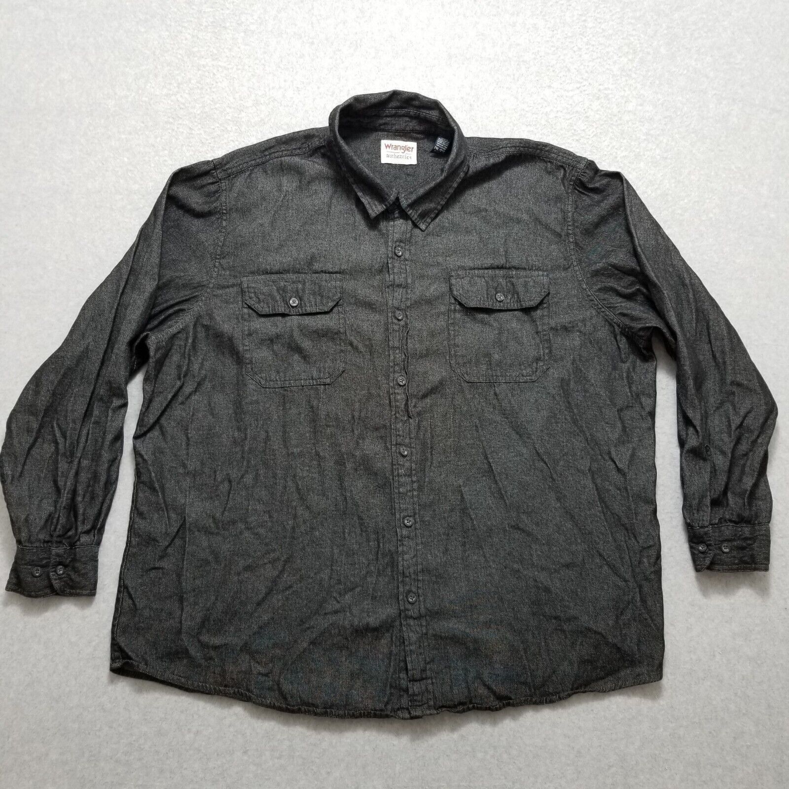 Wrangler Wrangler Shirt Mens 2XL Black Button Up Long Sleeve Pockets ...