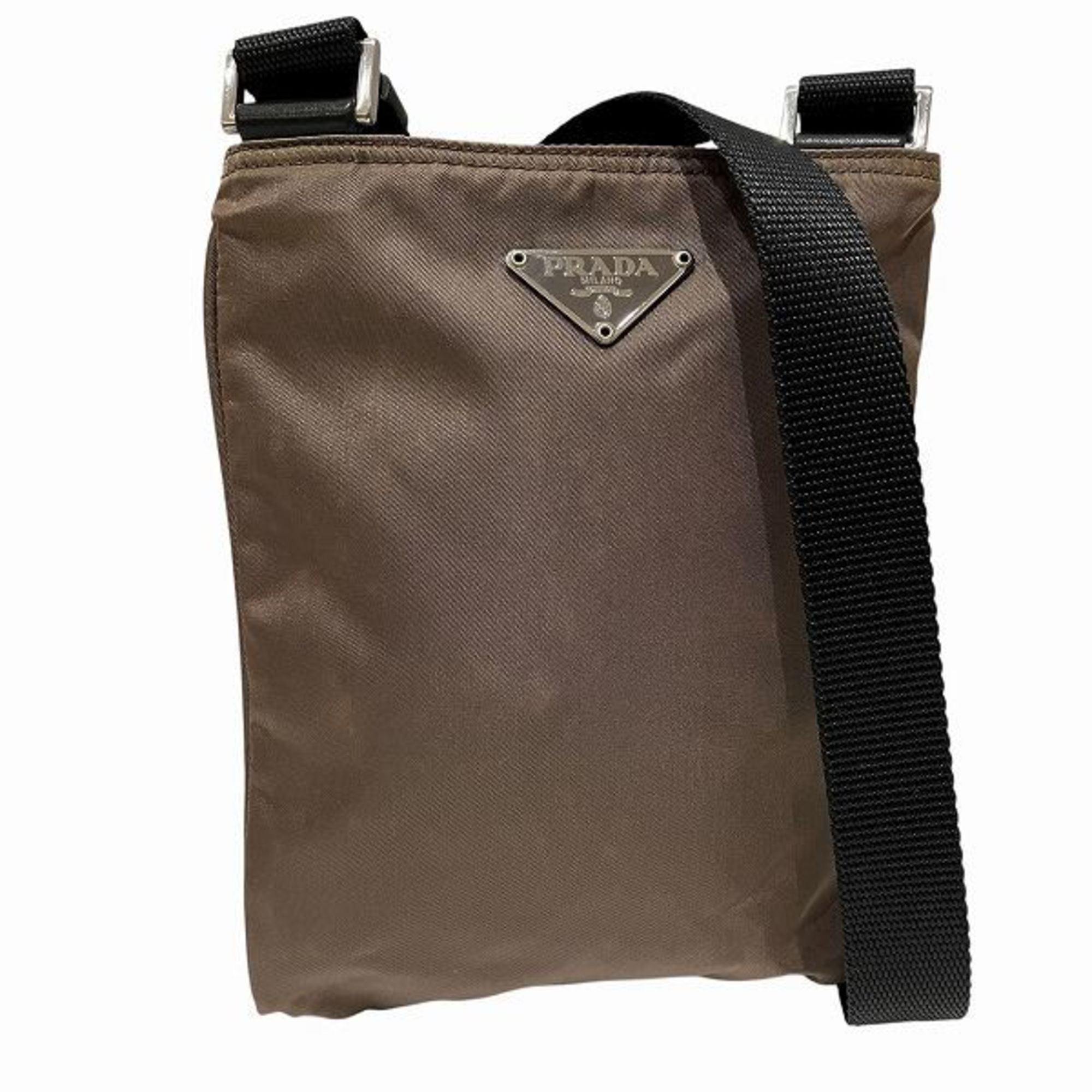 Prada PRADA Brown Nylon Triangle Sacoche Bag Shoulder for Men and Women ...