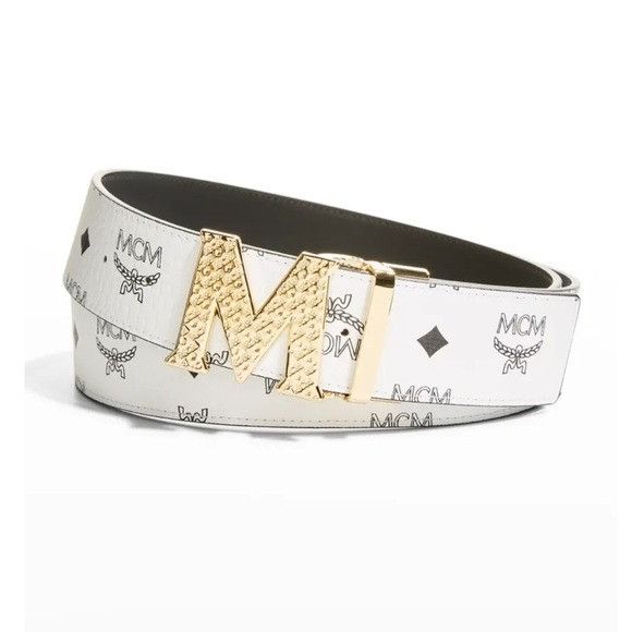 MCM MCM Claus Reversible Belt White Monogram | Grailed