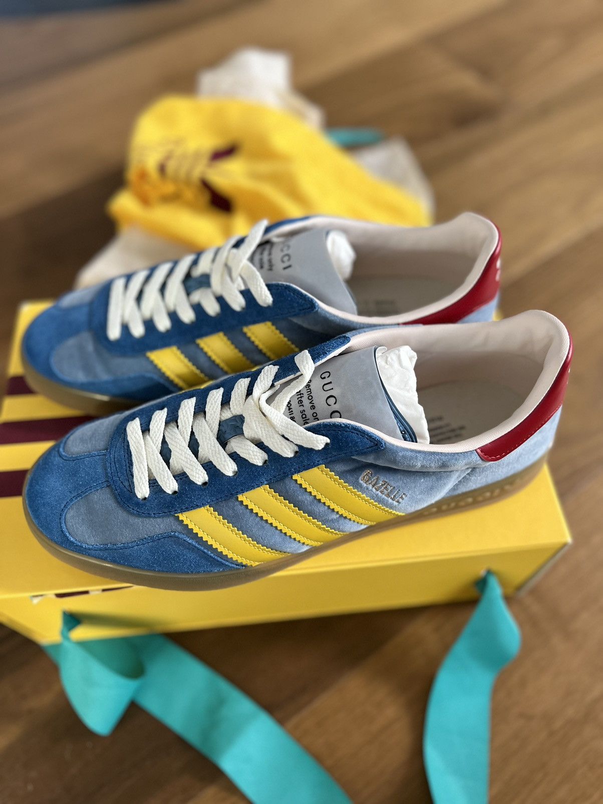 Adidas Adidas X Gucci Gazelle Blue Velvet - FR 42 UK 8 US 9.5 - NEW ...