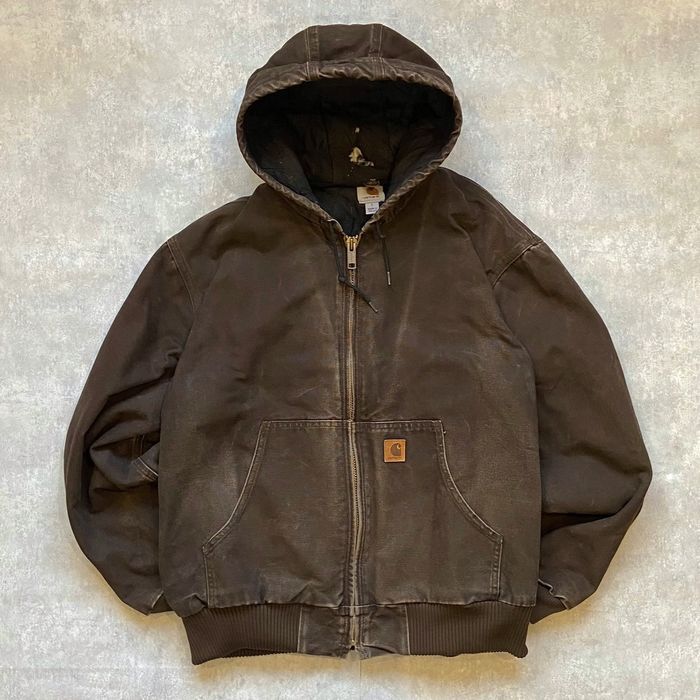 Vintage Carhartt Active Jacket Faded Dark Brown | Grailed