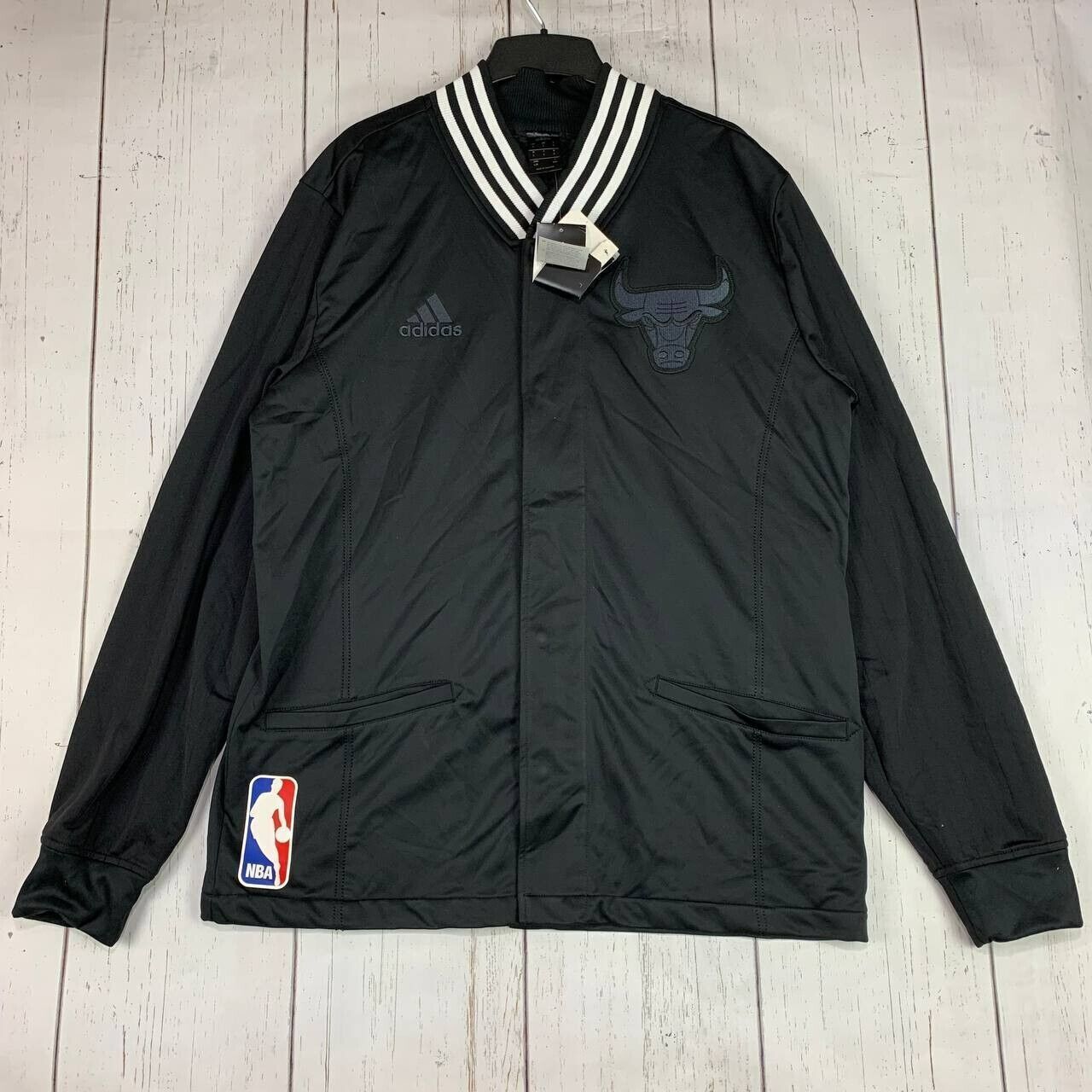 Adidas Chicago Bulls NBA Large Adidas Varsity Jacket Black New Mens ...