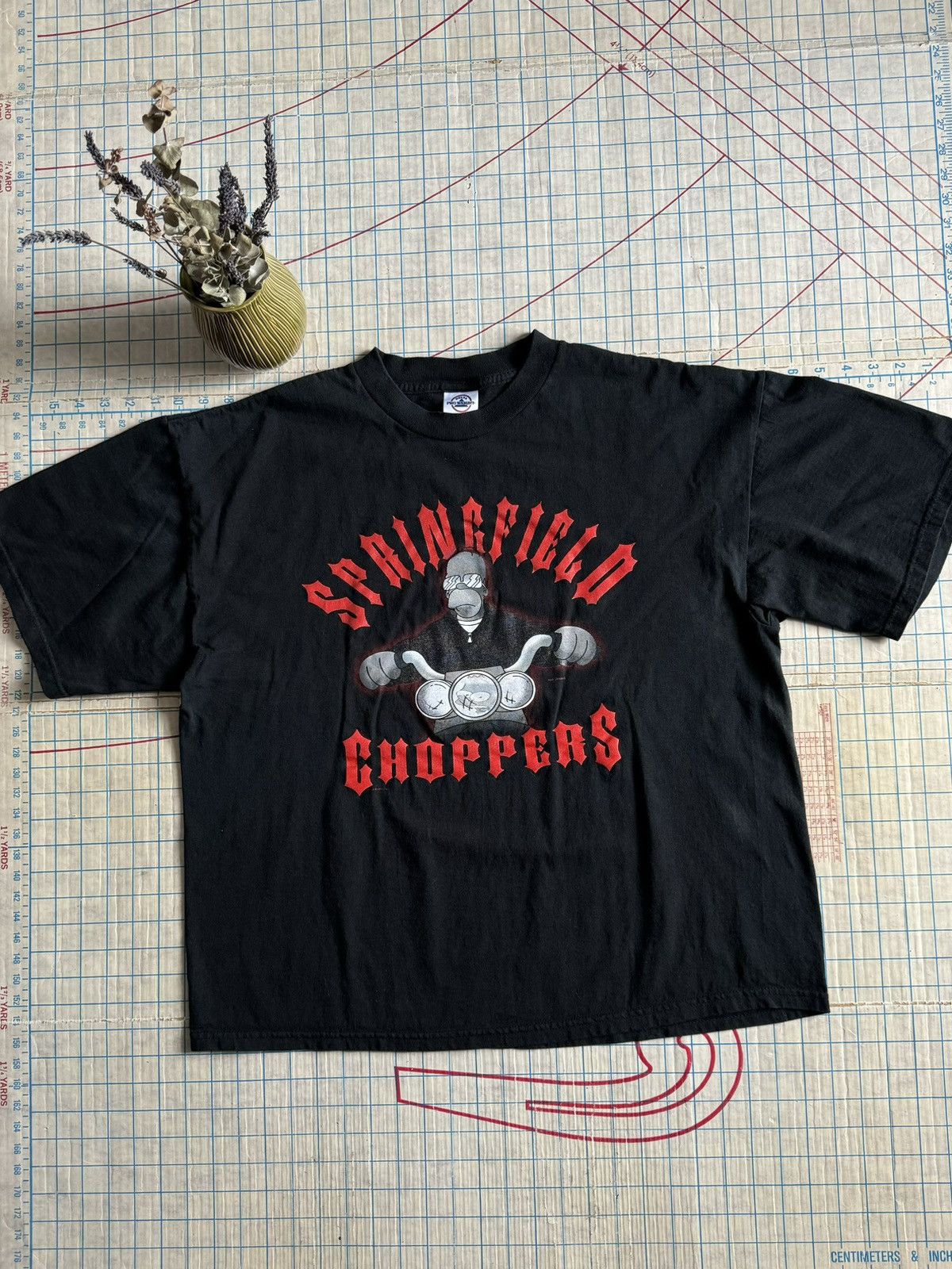 Vintage Faded Black The Simpsons Springfield Choppers Motorcycle Tee ...