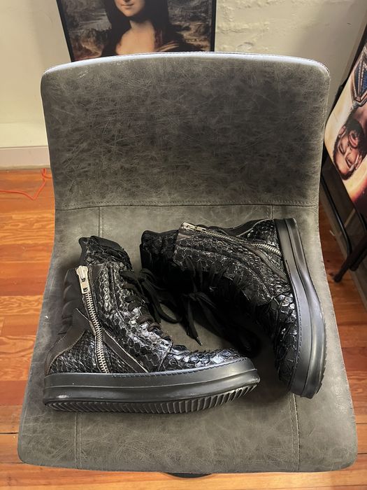 Rick Owens rick owens snake skin geobaskets | Grailed
