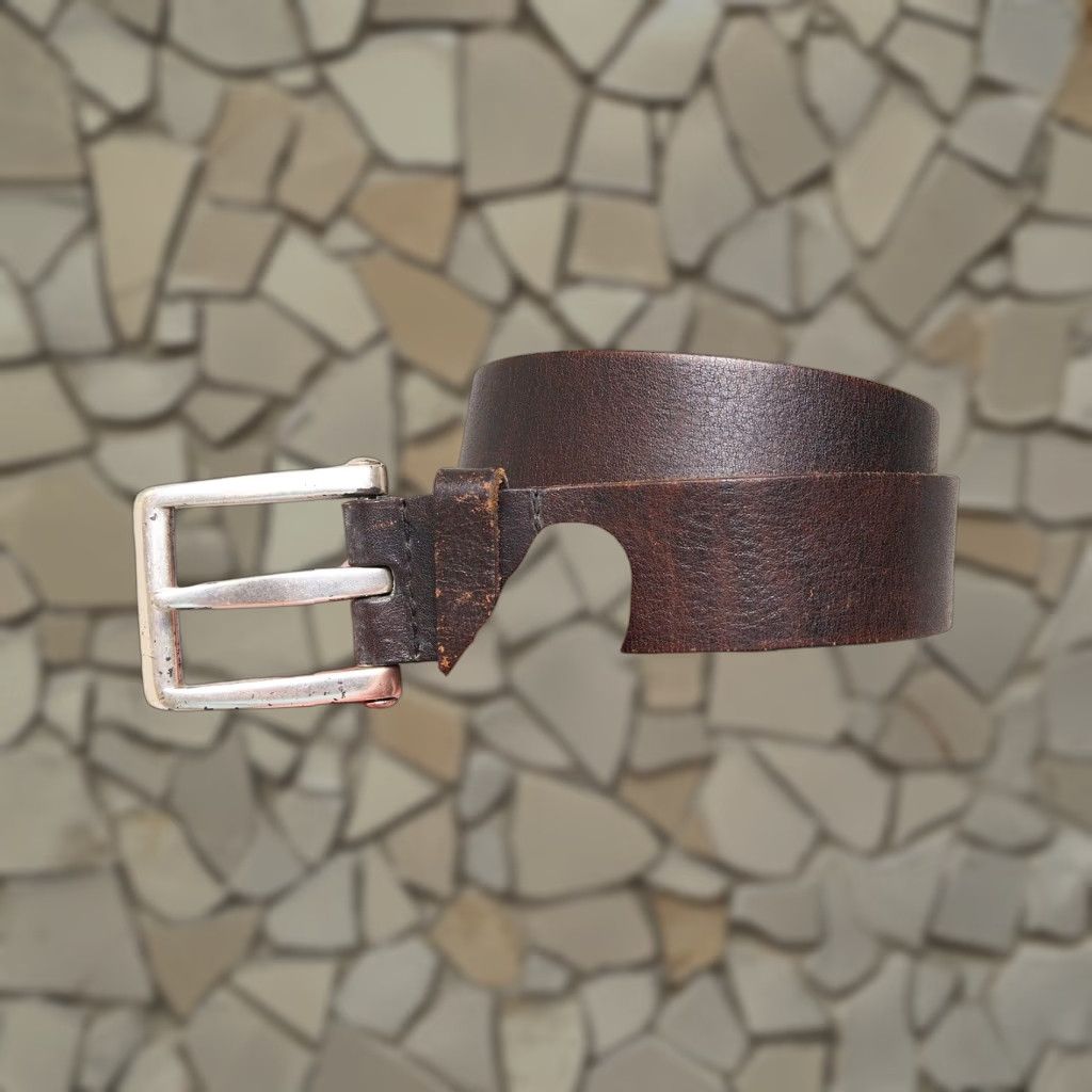 Fossil VINTAGE Fossil Belt Mens 40 Brown Nickel Buckle Leather Dress ...