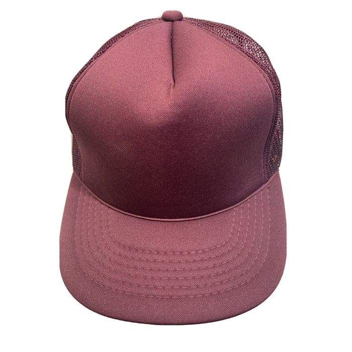 Vintage YUPOONG Blank Burgundy Trucker Thin Rope Snapback Adult Cap Hat ...