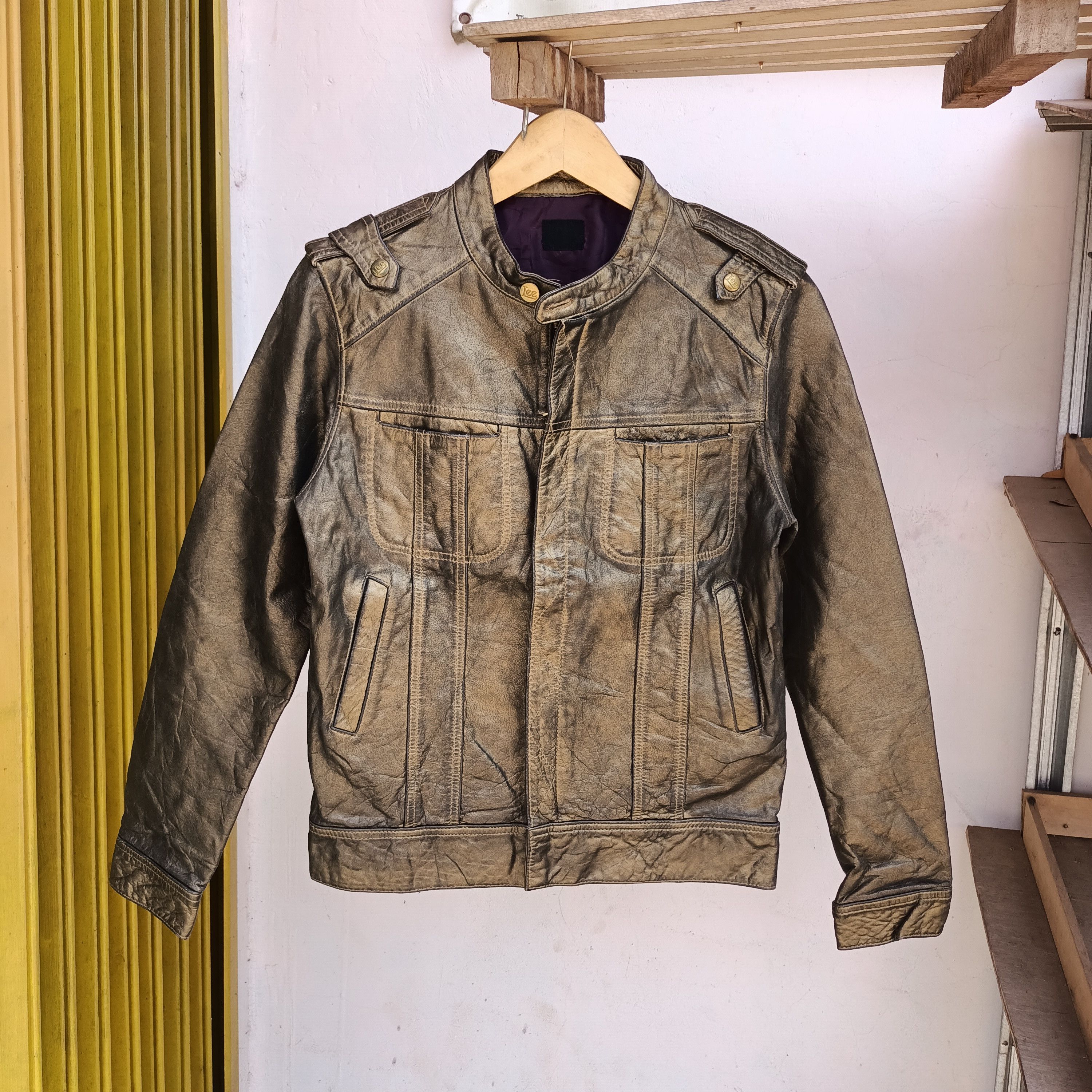 Schott Lee rider JPG heavyweight cafe racer wax gold leather jacket ...