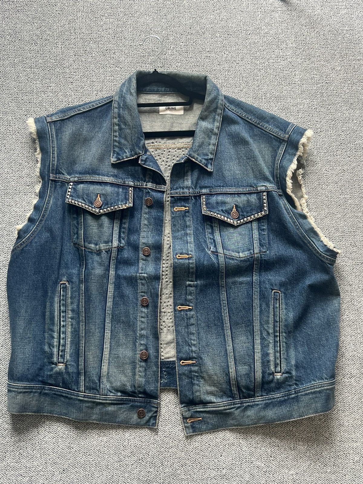 Celine Celine Studded Denim Vest In XL | Grailed