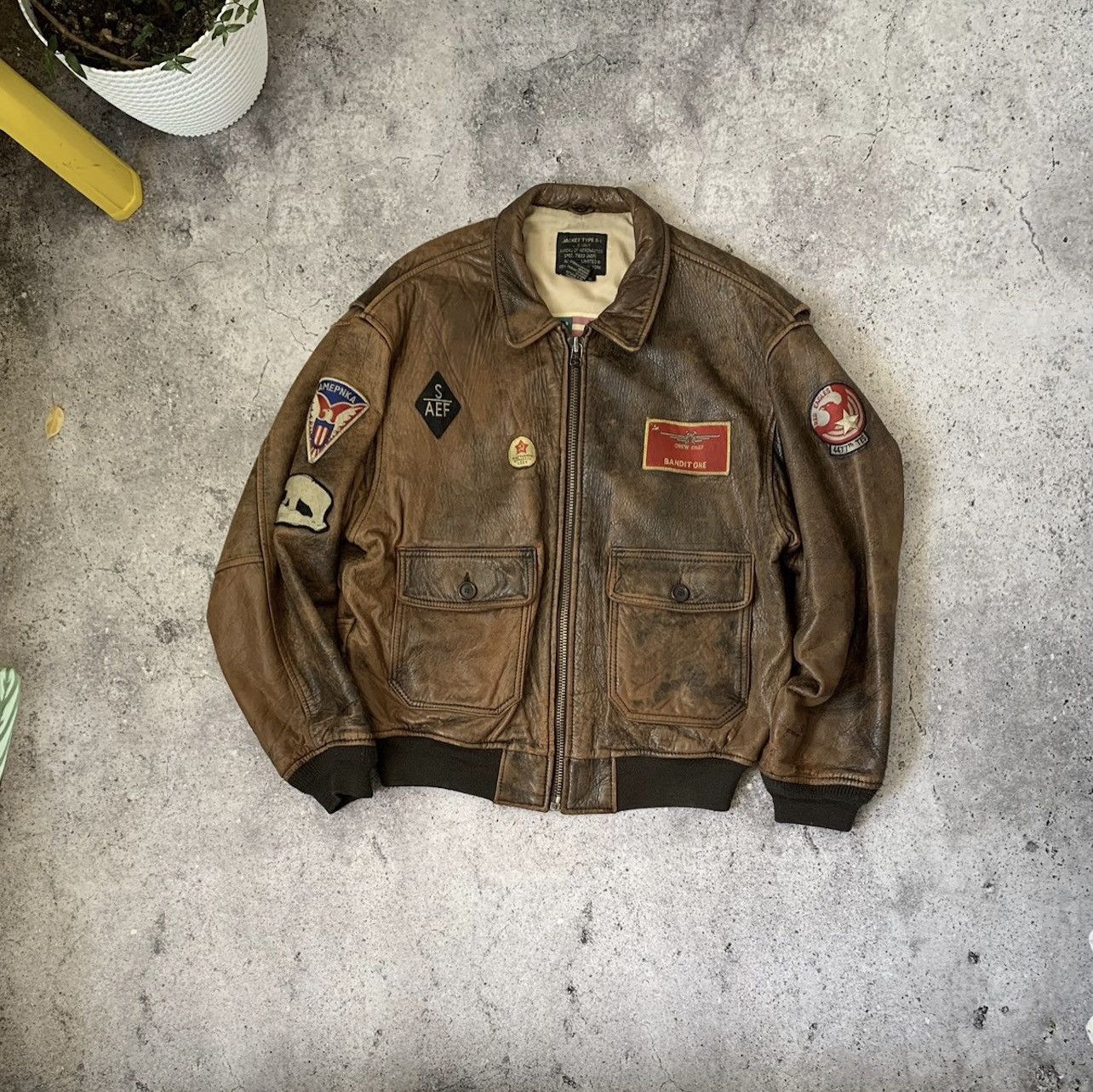 Avirex Avirex vintage brown leather jacket I'm an American | Grailed